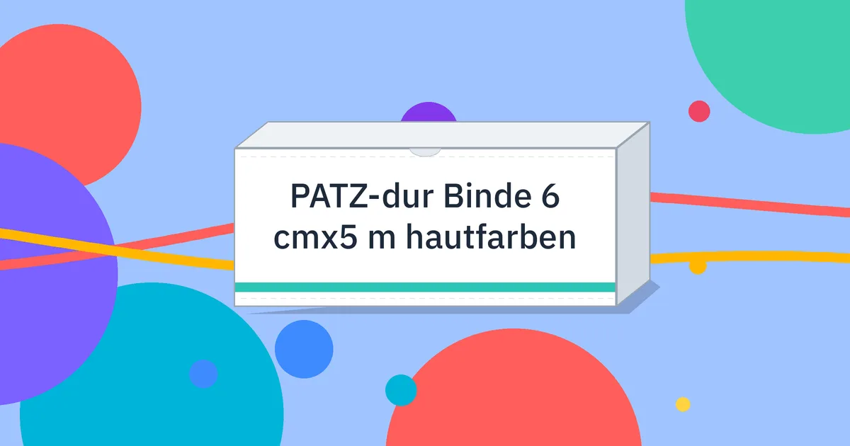Symbolbild: Packung mit der Aufschrift PATZ-dur Binde 6 cmx5 m hautfarben (PZN 06814198) – Verfügbarkeit und Bezug in Apotheken in Frankfurt am Main