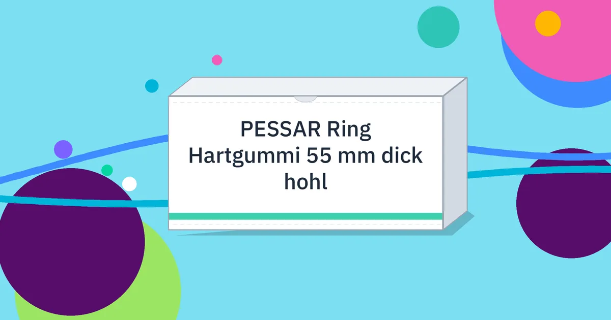 Symbolbild: Packung mit der Aufschrift PESSAR Ring Hartgummi 55 mm dick hohl (PZN 01733874) – Verfügbarkeit und Bezug in Apotheken in Frankfurt am Main