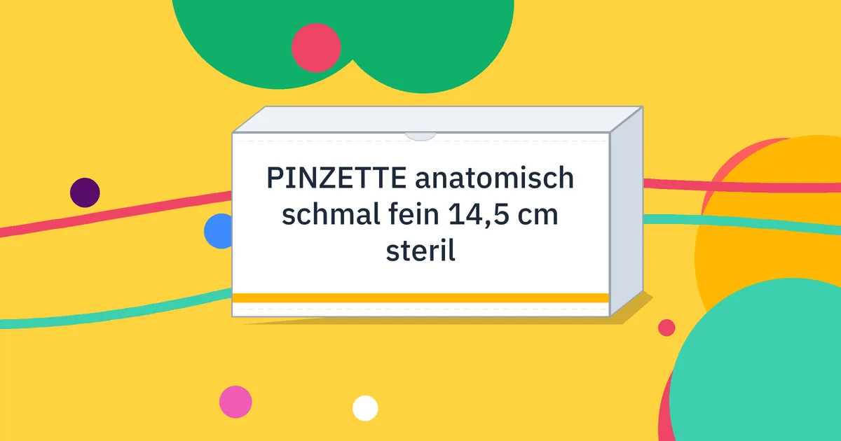 Symbolbild: Packung mit der Aufschrift PINZETTE anatomisch schmal fein 14,5 cm steril (PZN 17248371) – Verfügbarkeit und Bezug in Apotheken in Frankfurt am Main