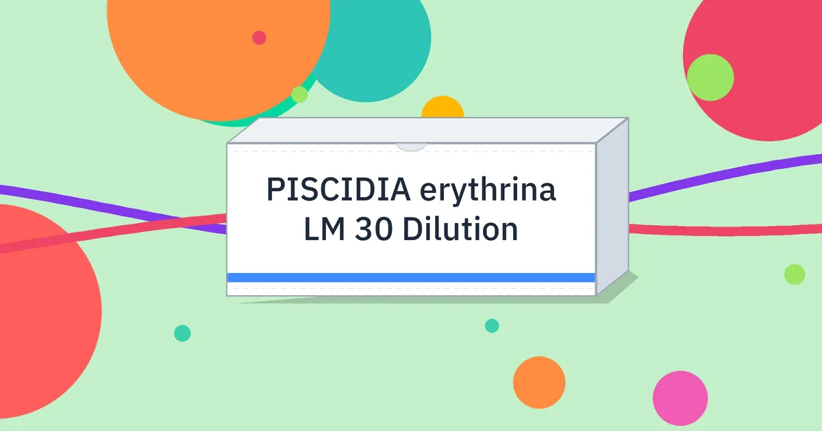 Symbolbild: Packung mit der Aufschrift PISCIDIA erythrina LM 30 Dilution (PZN 13645997) – Verfügbarkeit und Bezug in Apotheken in Frankfurt am Main