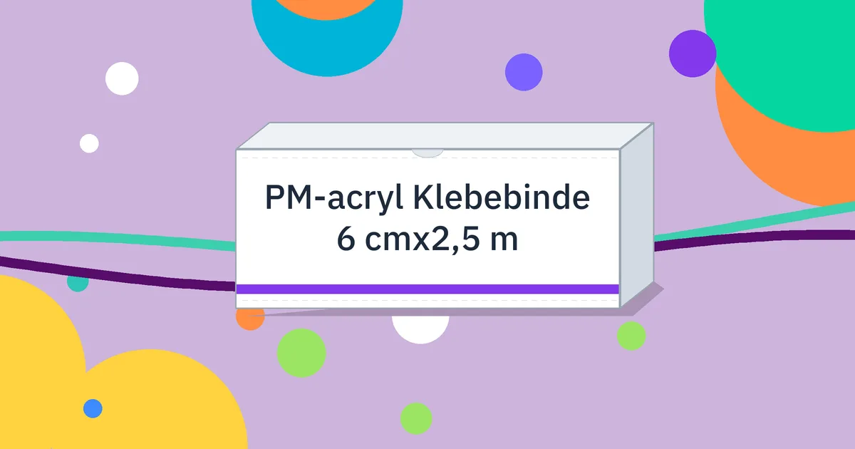 Symbolbild: Packung mit der Aufschrift PM-acryl Klebebinde 6 cmx2,5 m (PZN 18845399) – Verfügbarkeit und Bezug in Apotheken in Frankfurt am Main