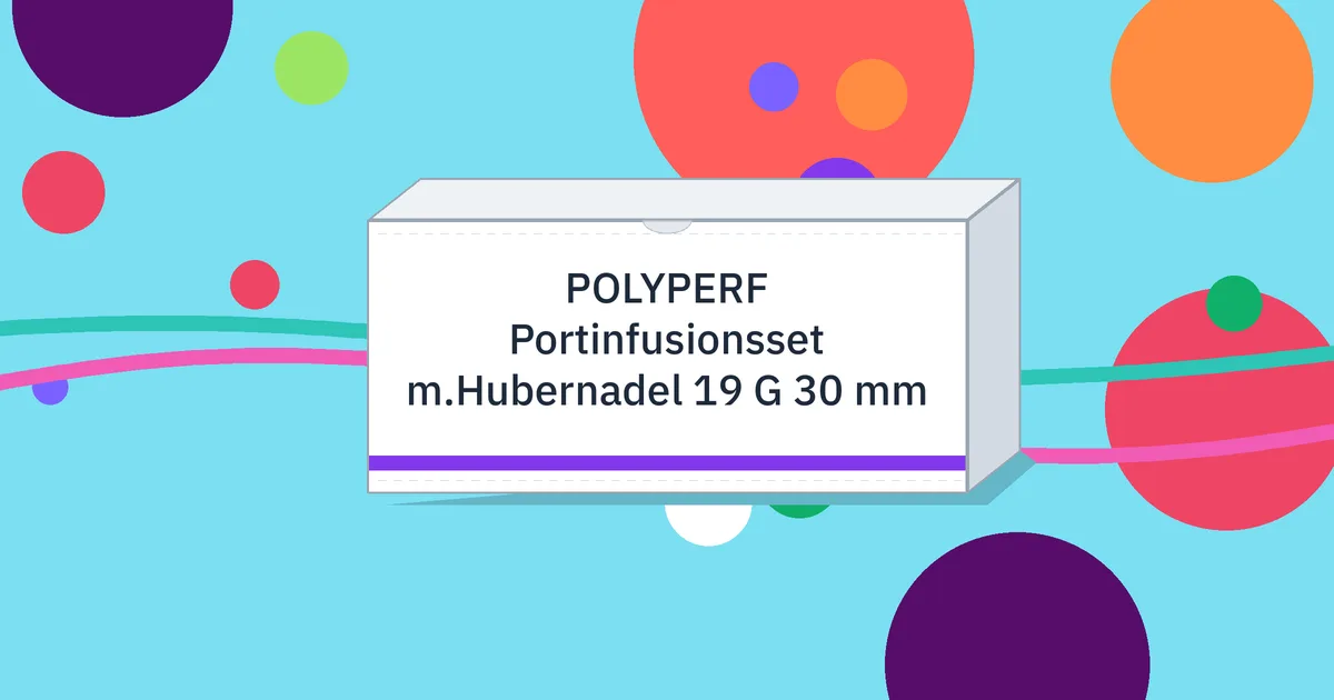 Symbolbild: Packung mit der Aufschrift POLYPERF Portinfusionsset m.Hubernadel 19 G 30 mm (PZN 17527792) – Verfügbarkeit und Bezug in Apotheken in Frankfurt am Main