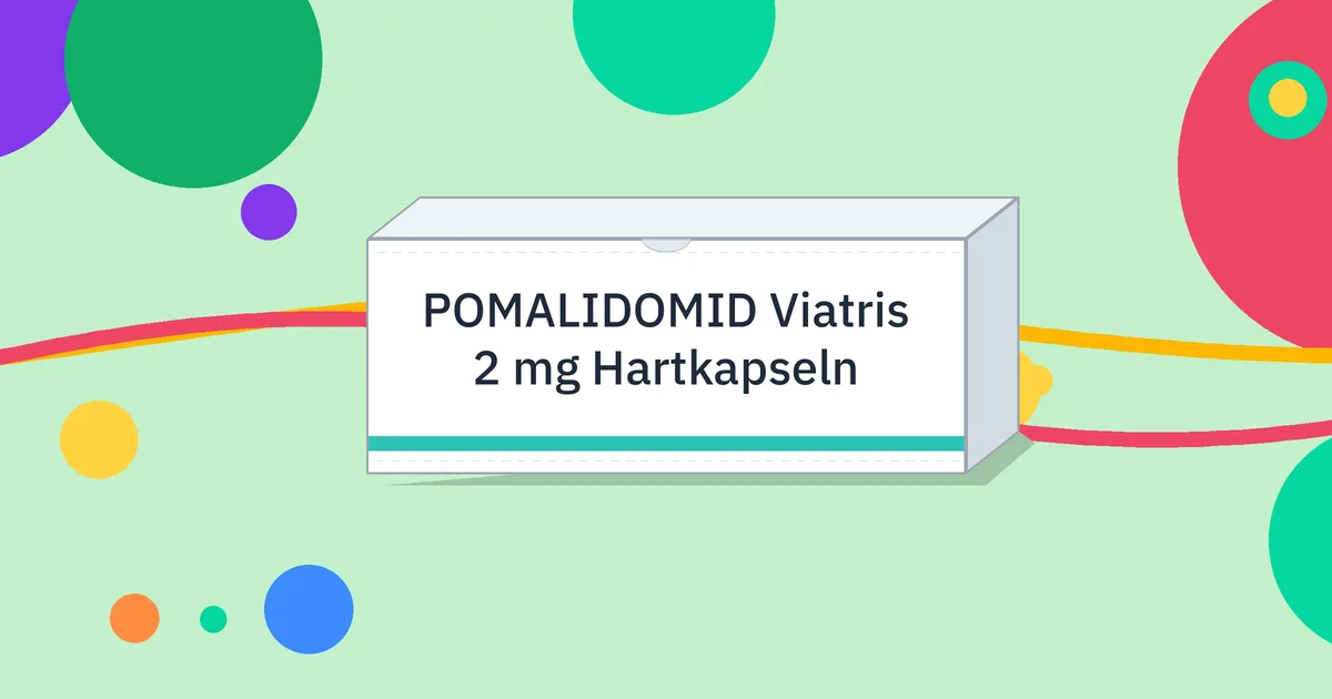 Symbolbild: Packung mit der Aufschrift POMALIDOMID Viatris 2 mg Hartkapseln (PZN 19139700) – Verfügbarkeit und Bezug in Apotheken in Frankfurt am Main