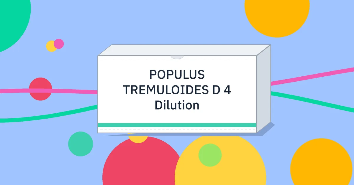 Symbolbild: Packung mit der Aufschrift POPULUS TREMULOIDES D 4 Dilution (PZN 04232730) – Verfügbarkeit und Bezug in Apotheken in Frankfurt am Main