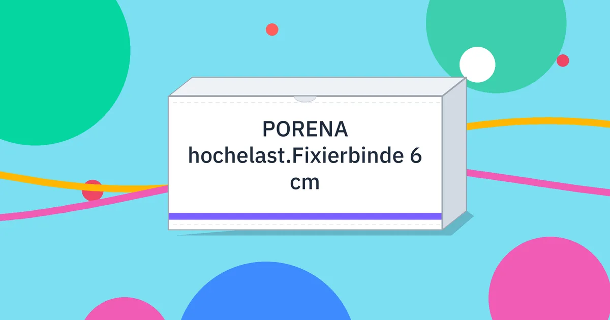 Symbolbild: Packung mit der Aufschrift PORENA hochelast.Fixierbinde 6 cm (PZN 02724765) – Verfügbarkeit und Bezug in Apotheken in Frankfurt am Main