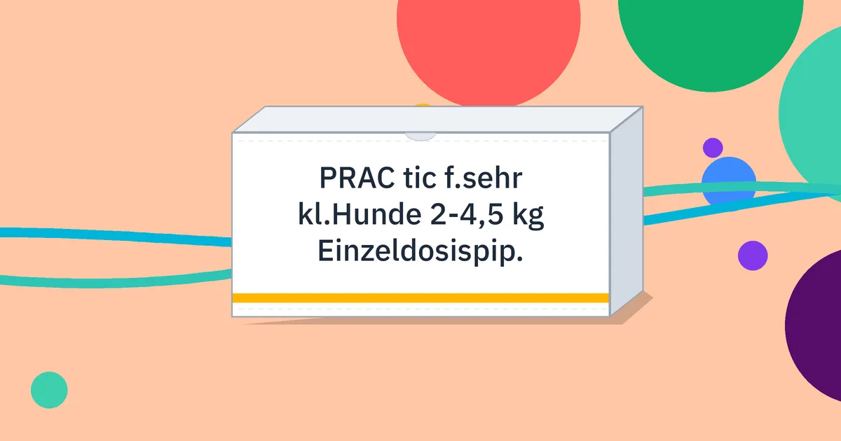 Symbolbild: Packung mit der Aufschrift PRAC tic f.sehr kl.Hunde 2-4,5 kg Einzeldosispip. (PZN 04012336) – Verfügbarkeit und Bezug in Apotheken in Frankfurt am Main