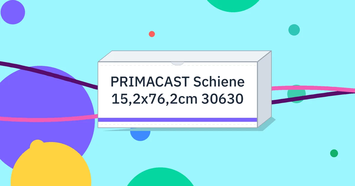 Symbolbild: Packung mit der Aufschrift PRIMACAST Schiene 15,2x76,2cm 30630 (PZN 00666265) – Verfügbarkeit und Bezug in Apotheken in Frankfurt am Main