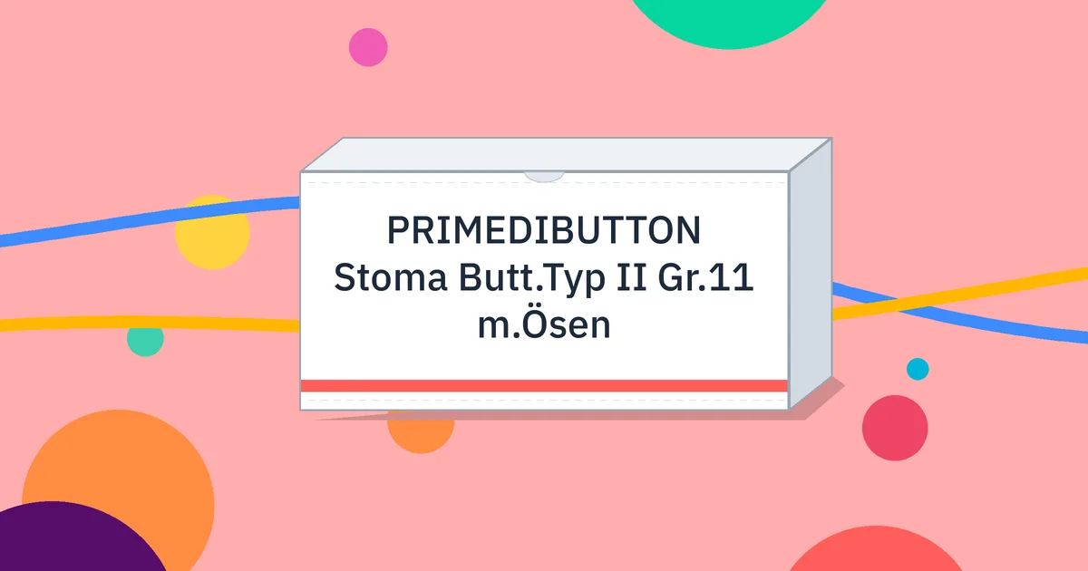 Symbolbild: Packung mit der Aufschrift PRIMEDIBUTTON Stoma Butt.Typ II Gr.11 m.Ösen (PZN 10791267) – Verfügbarkeit und Bezug in Apotheken in Frankfurt am Main