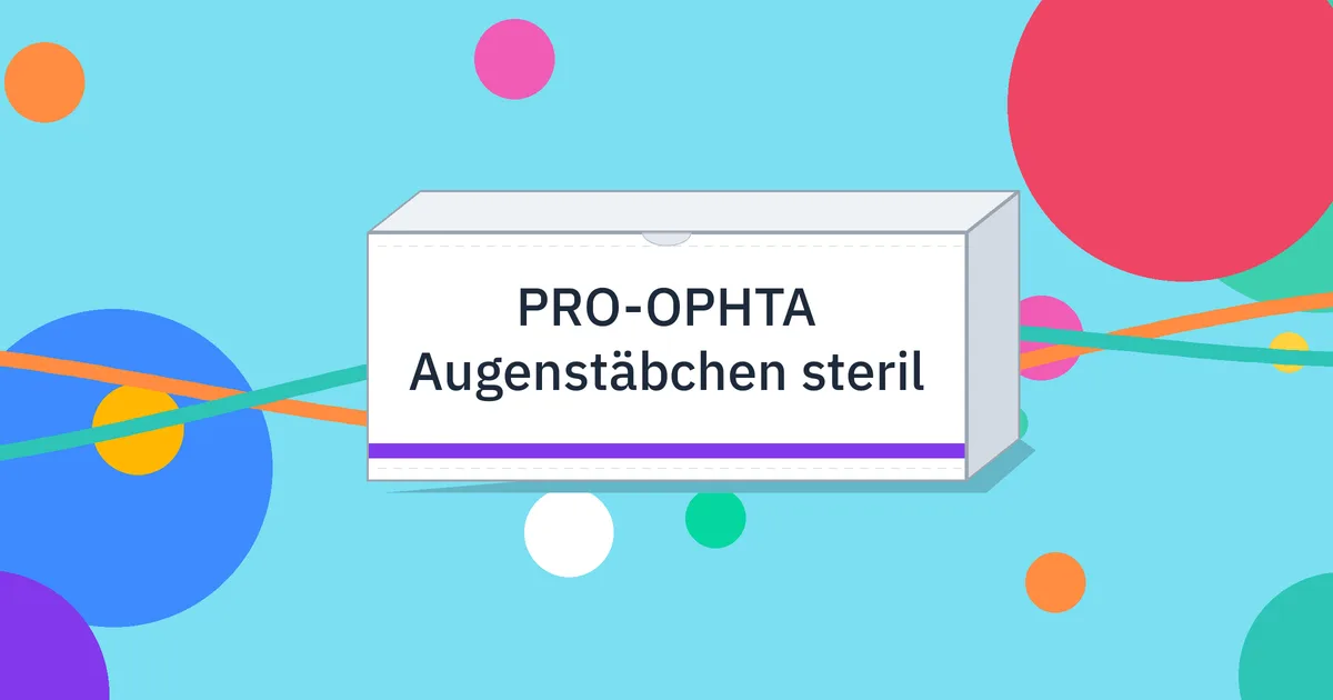 Symbolbild: Packung mit der Aufschrift PRO-OPHTA Augenstäbchen steril (PZN 01890734) – Verfügbarkeit und Bezug in Apotheken in Frankfurt am Main