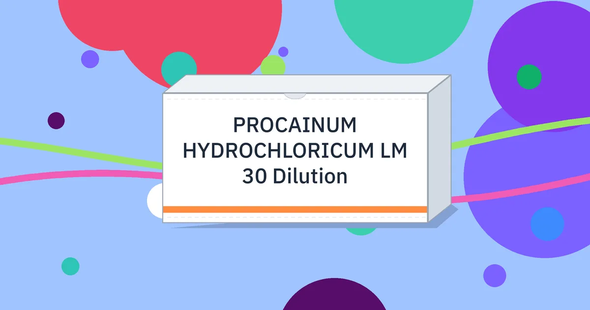 Symbolbild: Packung mit der Aufschrift PROCAINUM HYDROCHLORICUM LM 30 Dilution (PZN 13668656) – Verfügbarkeit und Bezug in Apotheken in Frankfurt am Main