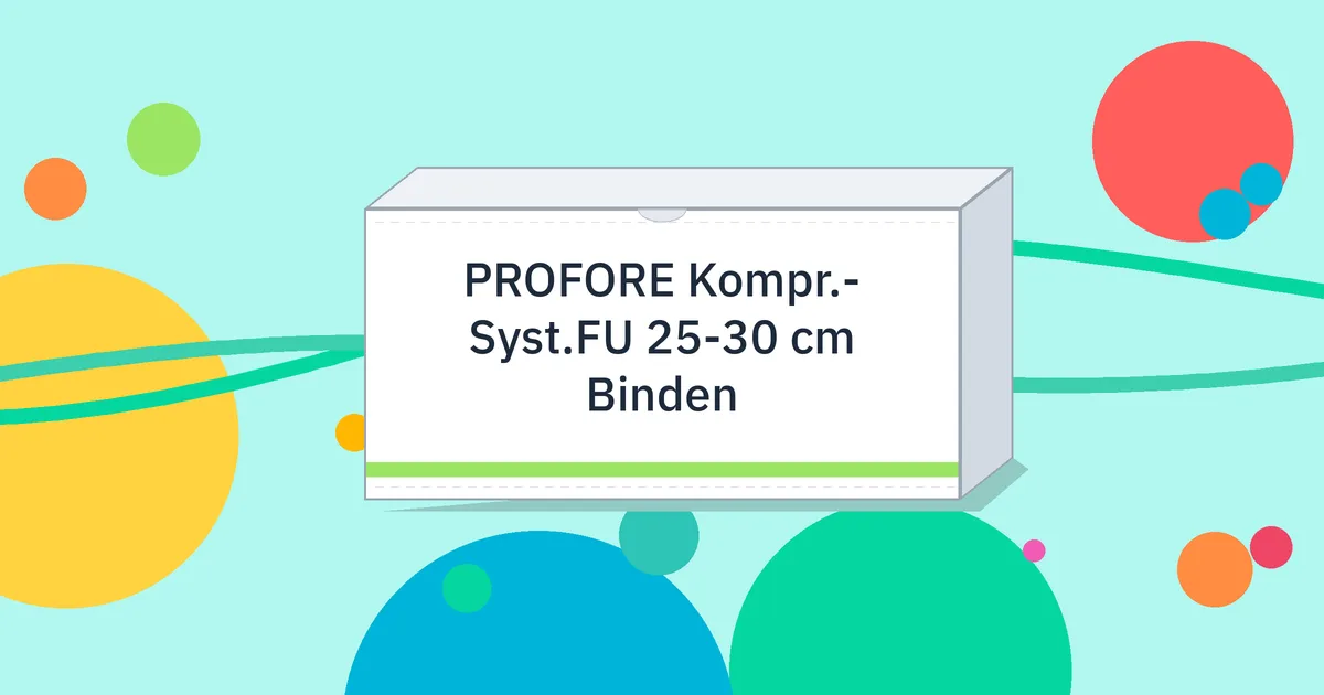 Symbolbild: Packung mit der Aufschrift PROFORE Kompr.-Syst.FU 25-30 cm Binden (PZN 17909430) – Verfügbarkeit und Bezug in Apotheken in Frankfurt am Main