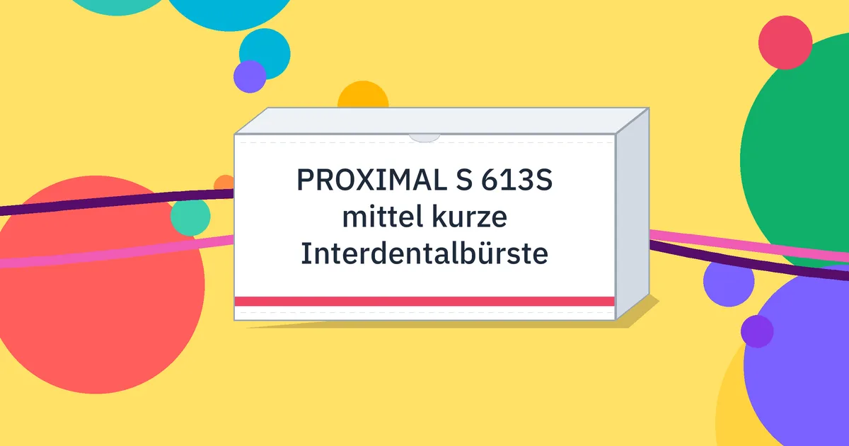 Symbolbild: Packung mit der Aufschrift PROXIMAL S 613S mittel kurze Interdentalbürste (PZN 01355018) – Verfügbarkeit und Bezug in Apotheken in Frankfurt am Main