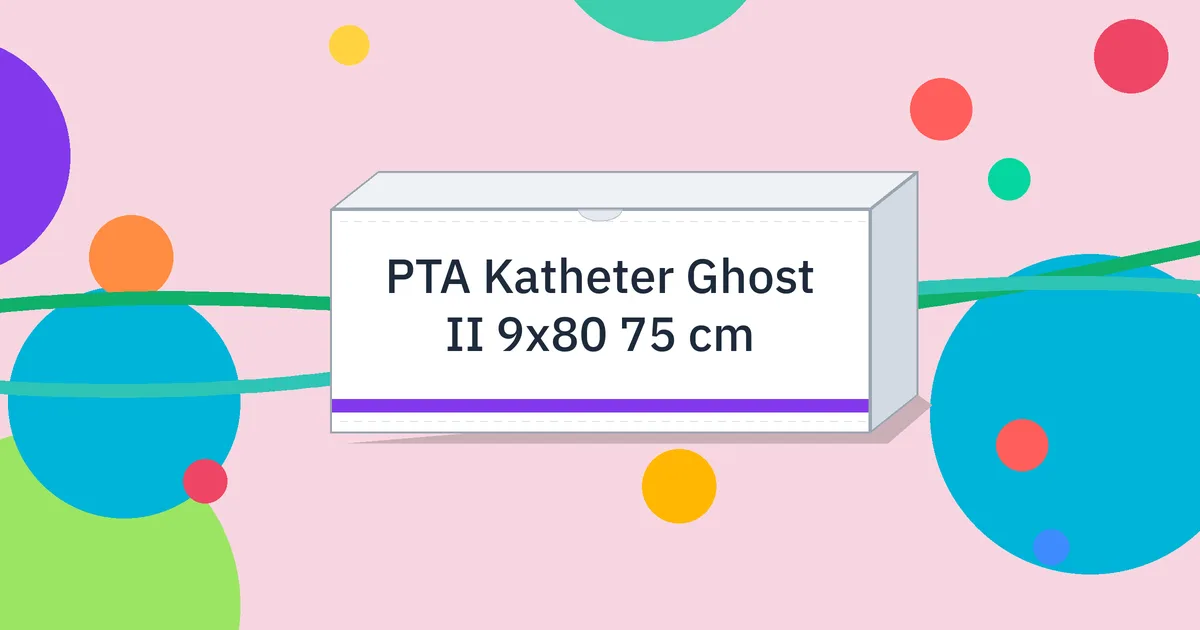 Symbolbild: Packung mit der Aufschrift PTA Katheter Ghost II 9x80 75 cm (PZN 00139985) – Verfügbarkeit und Bezug in Apotheken in Frankfurt am Main