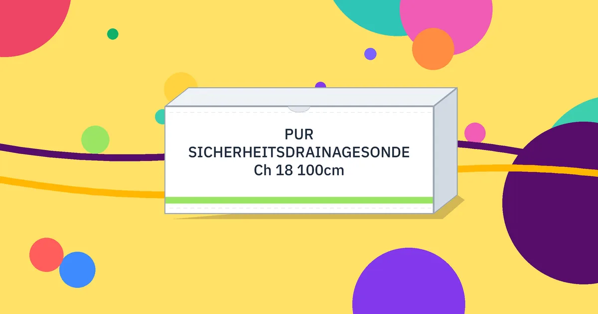 Symbolbild: Packung mit der Aufschrift PUR SICHERHEITSDRAINAGESONDE Ch 18 100cm (PZN 19067900) – Verfügbarkeit und Bezug in Apotheken in Frankfurt am Main