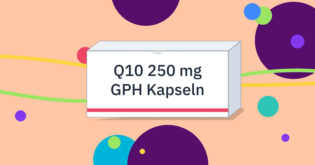 Symbolbild: Packung mit der Aufschrift Q10 250 mg GPH Kapseln (PZN 09722427) – Verfügbarkeit und Bezug in Apotheken in Frankfurt am Main