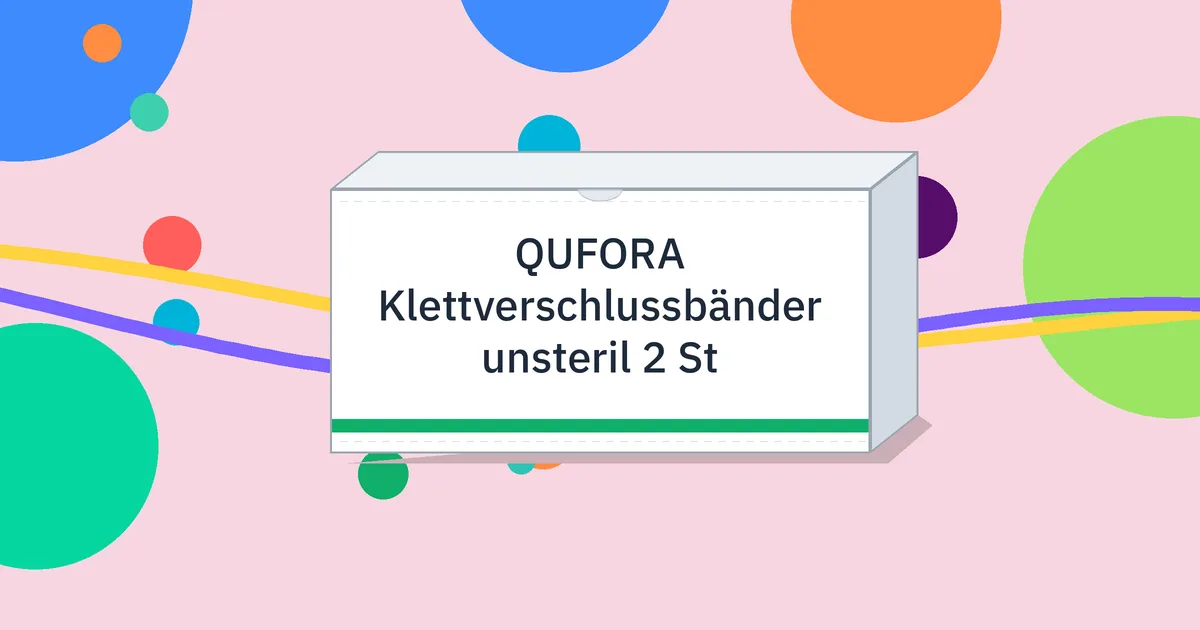 Symbolbild: Packung mit der Aufschrift QUFORA Klettverschlussbänder unsteril 2 St (PZN 02292892) – Verfügbarkeit und Bezug in Apotheken in Frankfurt am Main