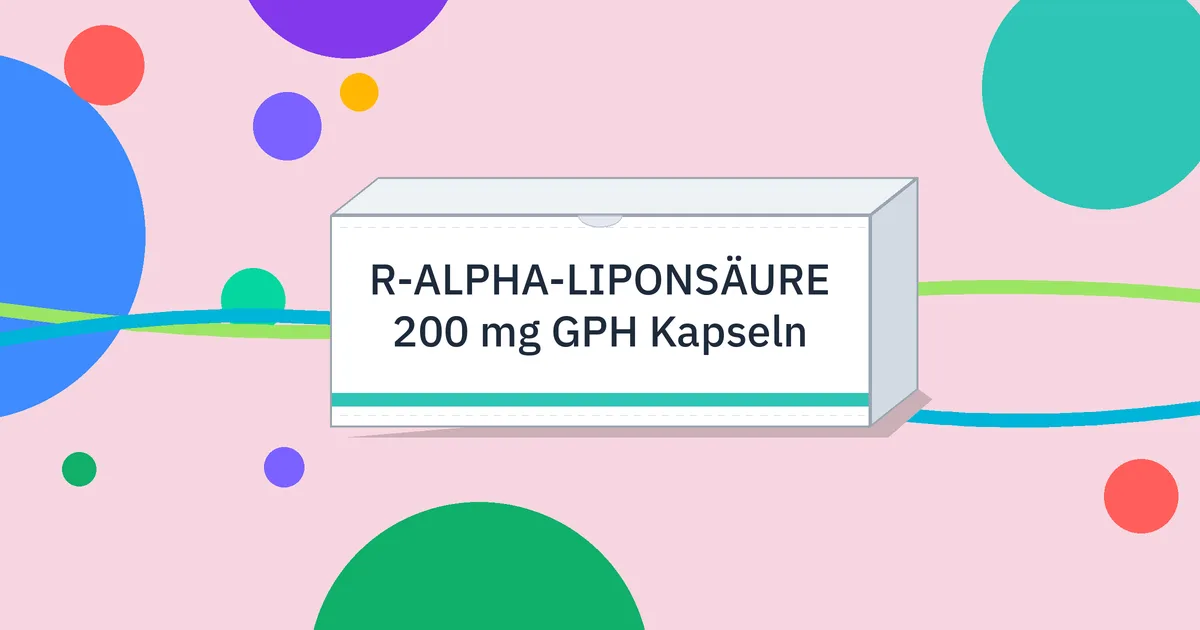 Symbolbild: Packung mit der Aufschrift R-ALPHA-LIPONSÄURE 200 mg GPH Kapseln (PZN 16234906) – Verfügbarkeit und Bezug in Apotheken in Frankfurt am Main