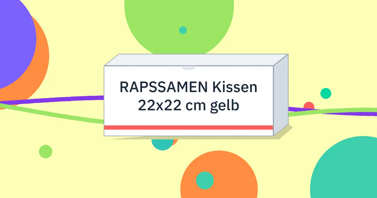 Symbolbild: Packung mit der Aufschrift RAPSSAMEN Kissen 22x22 cm gelb (PZN 05452675) – Verfügbarkeit und Bezug in Apotheken in Frankfurt am Main