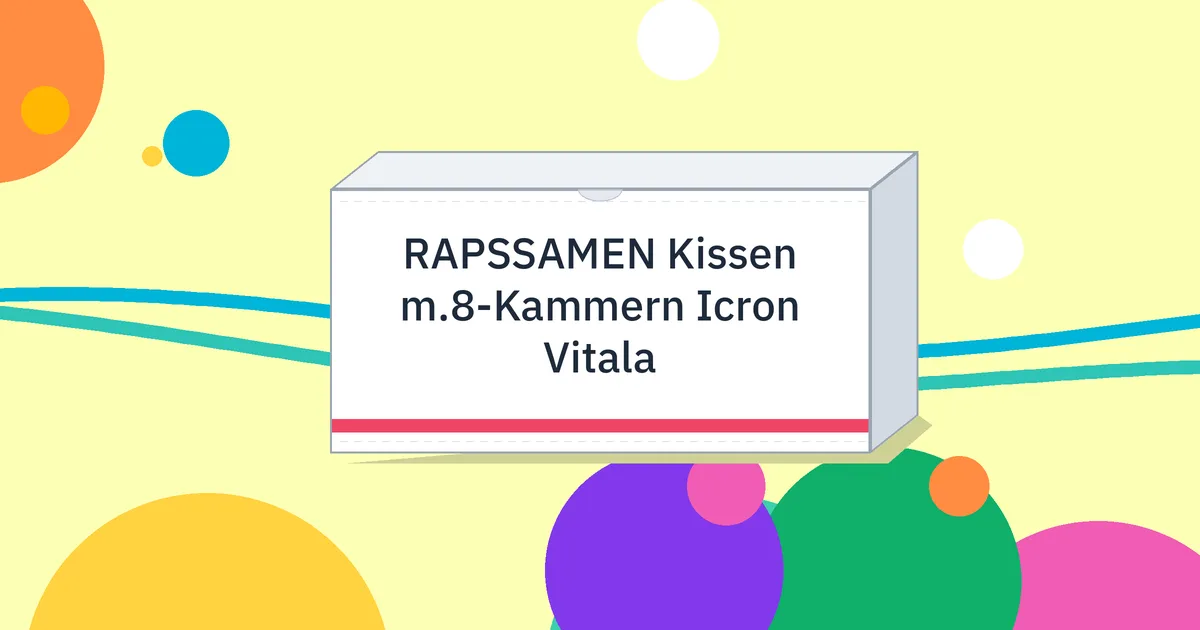 Symbolbild: Packung mit der Aufschrift RAPSSAMEN Kissen m.8-Kammern Icron Vitala (PZN 02895952) – Verfügbarkeit und Bezug in Apotheken in Frankfurt am Main