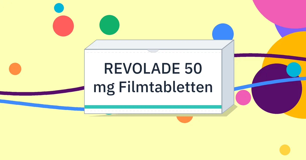 Symbolbild: Packung mit der Aufschrift REVOLADE 50 mg Filmtabletten (PZN 10839040) – Verfügbarkeit und Bezug in Apotheken in Frankfurt am Main