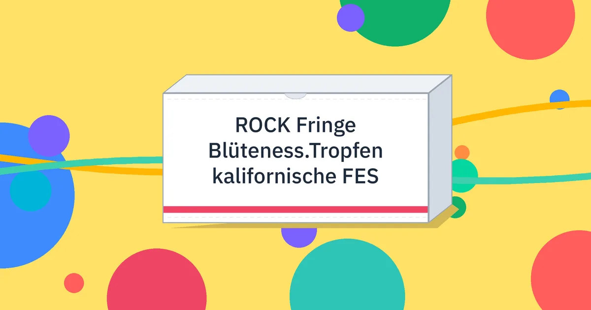 Symbolbild: Packung mit der Aufschrift ROCK Fringe Blüteness.Tropfen kalifornische FES (PZN 19406868) – Verfügbarkeit und Bezug in Apotheken in Frankfurt am Main