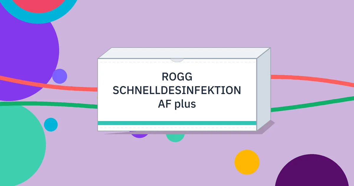 Symbolbild: Packung mit der Aufschrift ROGG SCHNELLDESINFEKTION AF plus (PZN 17600879) – Verfügbarkeit und Bezug in Apotheken in Frankfurt am Main
