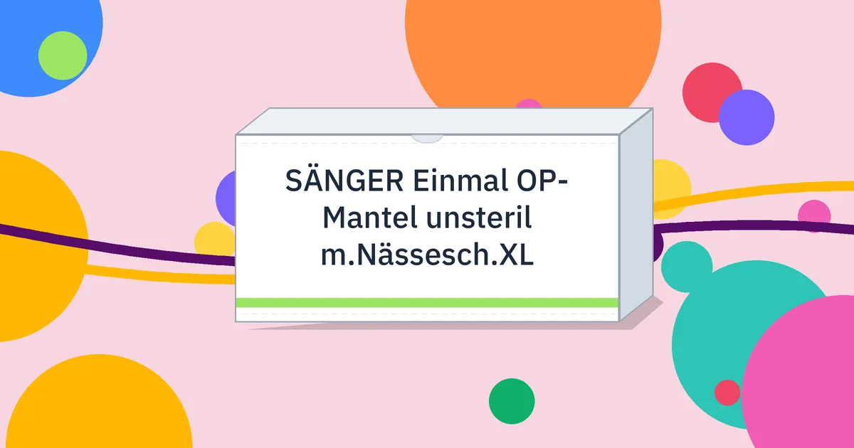 Symbolbild: Packung mit der Aufschrift SÄNGER Einmal OP-Mantel unsteril m.Nässesch.XL (PZN 02190708) – Verfügbarkeit und Bezug in Apotheken in Frankfurt am Main