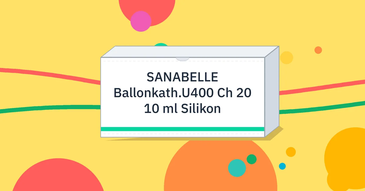 Symbolbild: Packung mit der Aufschrift SANABELLE Ballonkath.U400 Ch 20 10 ml Silikon (PZN 06086505) – Verfügbarkeit und Bezug in Apotheken in Frankfurt am Main