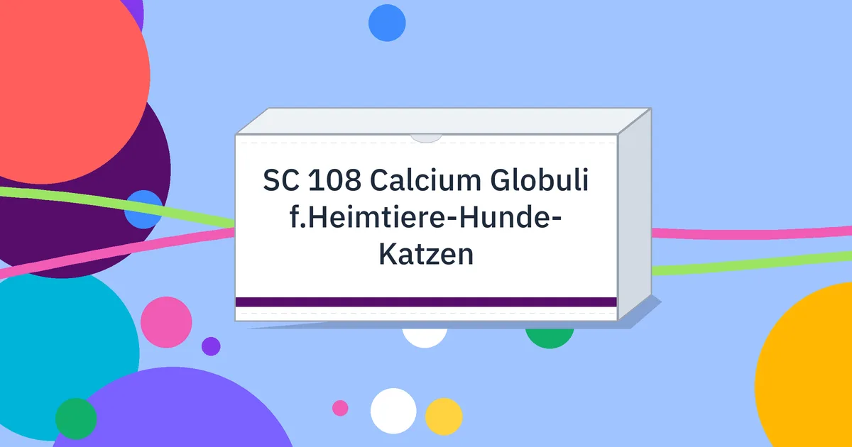 Symbolbild: Packung mit der Aufschrift SC 108 Calcium Globuli f.Heimtiere-Hunde-Katzen (PZN 01977240) – Verfügbarkeit und Bezug in Apotheken in Frankfurt am Main
