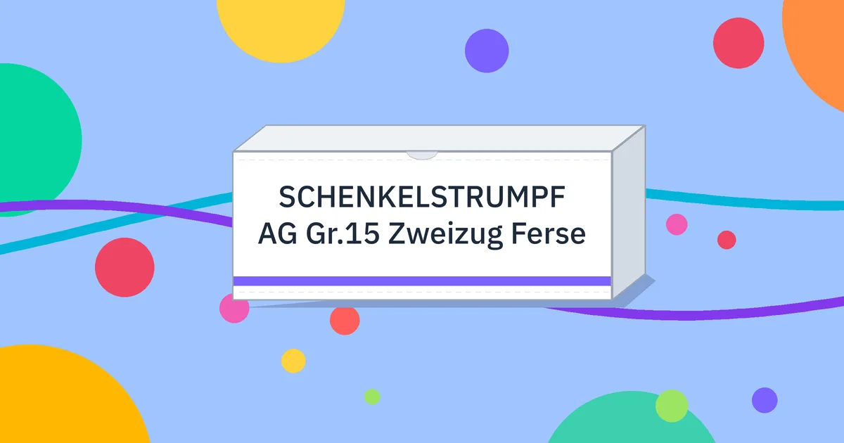 Symbolbild: Packung mit der Aufschrift SCHENKELSTRUMPF AG Gr.15 Zweizug Ferse (PZN 02008017) – Verfügbarkeit und Bezug in Apotheken in Frankfurt am Main