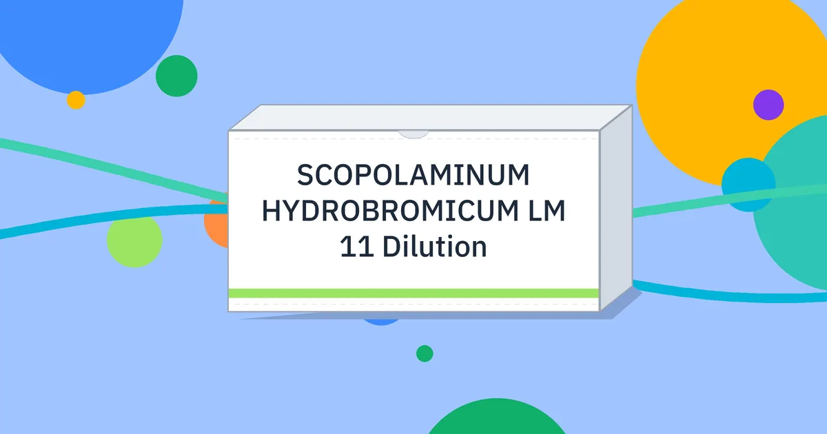 Symbolbild: Packung mit der Aufschrift SCOPOLAMINUM HYDROBROMICUM LM 11 Dilution (PZN 13691098) – Verfügbarkeit und Bezug in Apotheken in Frankfurt am Main