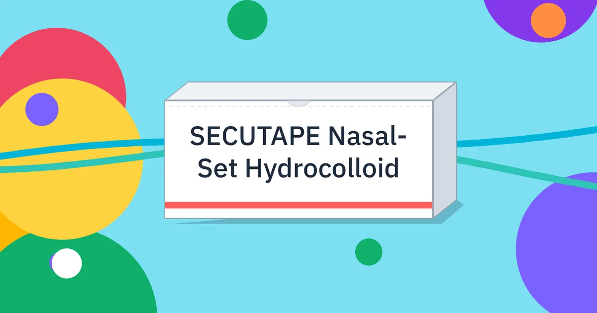 Symbolbild: Packung mit der Aufschrift SECUTAPE Nasal-Set Hydrocolloid (PZN 19957841) – Verfügbarkeit und Bezug in Apotheken in Frankfurt am Main