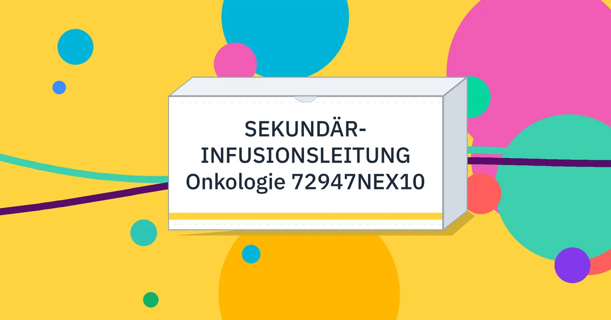 Symbolbild: Packung mit der Aufschrift SEKUNDÄR-INFUSIONSLEITUNG Onkologie 72947NEX10 (PZN 13695848) – Verfügbarkeit und Bezug in Apotheken in Frankfurt am Main