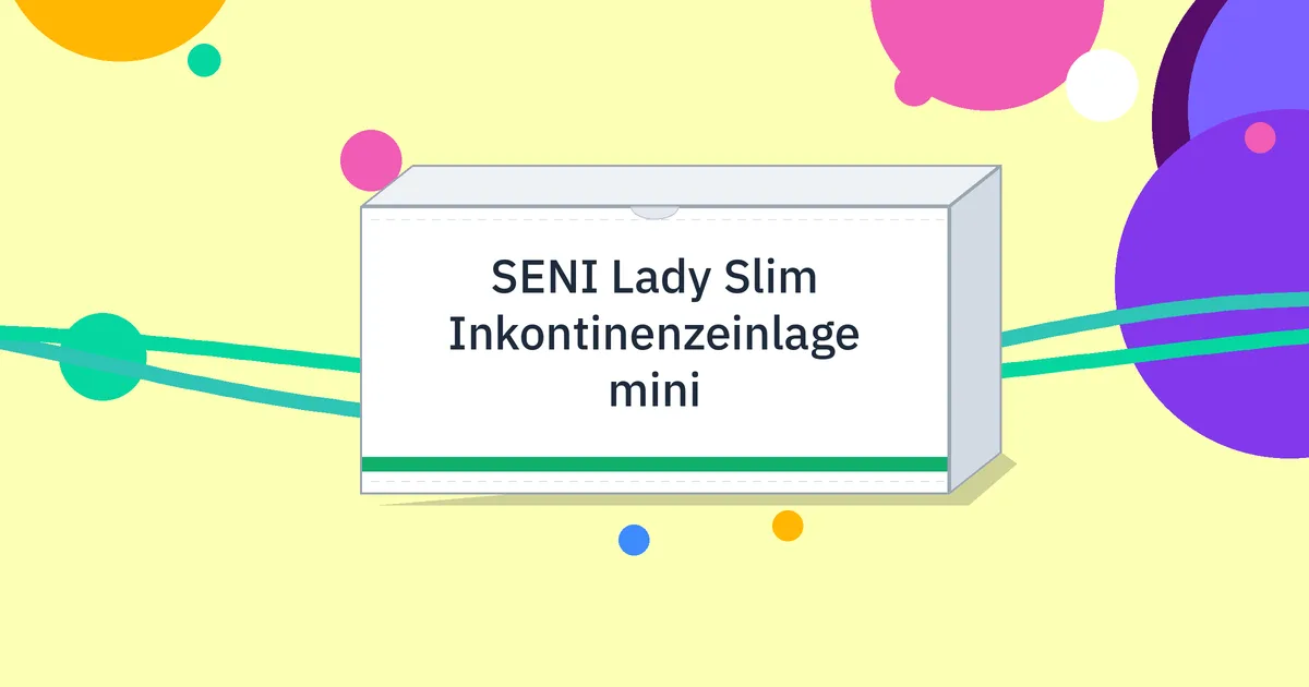 Symbolbild: Packung mit der Aufschrift SENI Lady Slim Inkontinenzeinlage mini (PZN 20286808) – Verfügbarkeit und Bezug in Apotheken in Frankfurt am Main