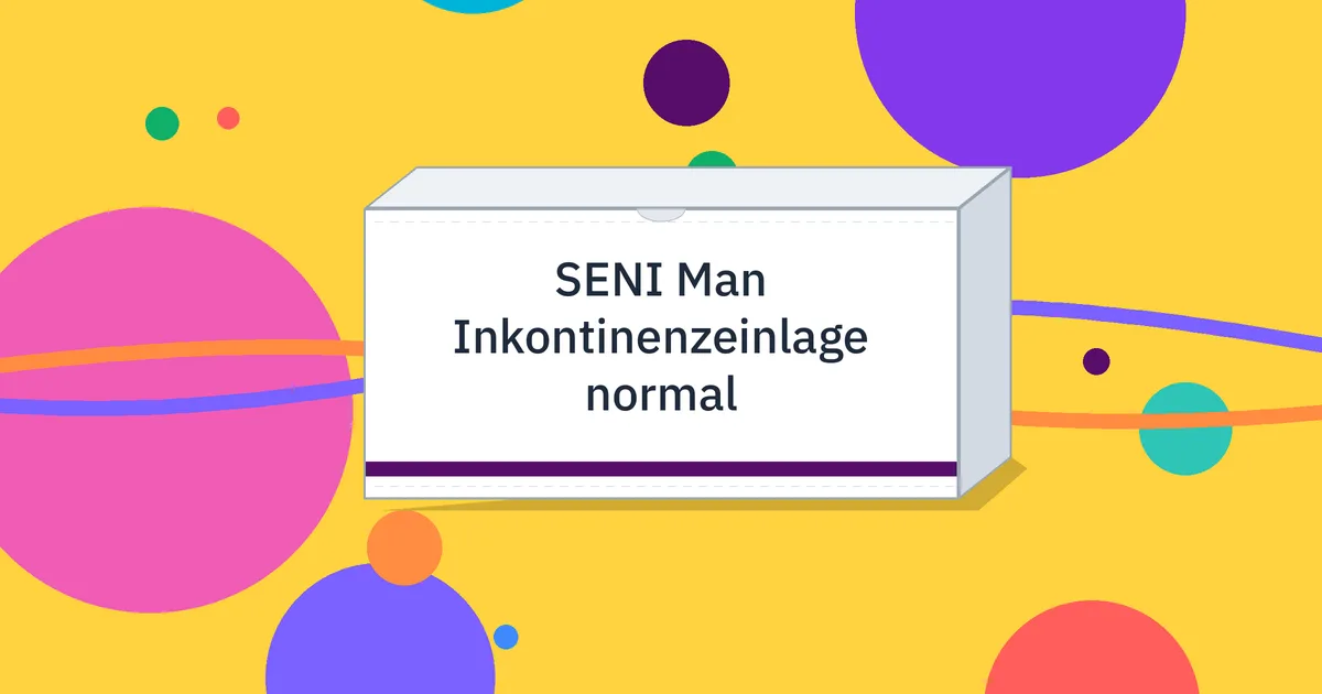 Symbolbild: Packung mit der Aufschrift SENI Man Inkontinenzeinlage normal (PZN 15404447) – Verfügbarkeit und Bezug in Apotheken in Frankfurt am Main