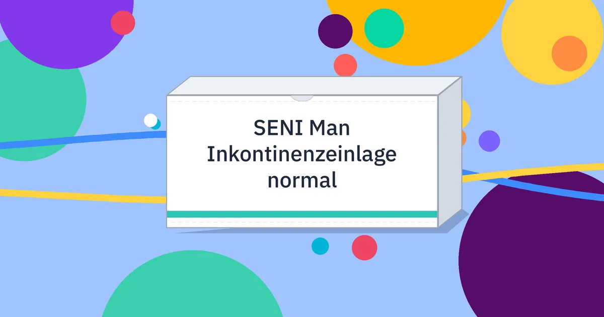 Symbolbild: Packung mit der Aufschrift SENI Man Inkontinenzeinlage normal (PZN 11080858) – Verfügbarkeit und Bezug in Apotheken in Frankfurt am Main