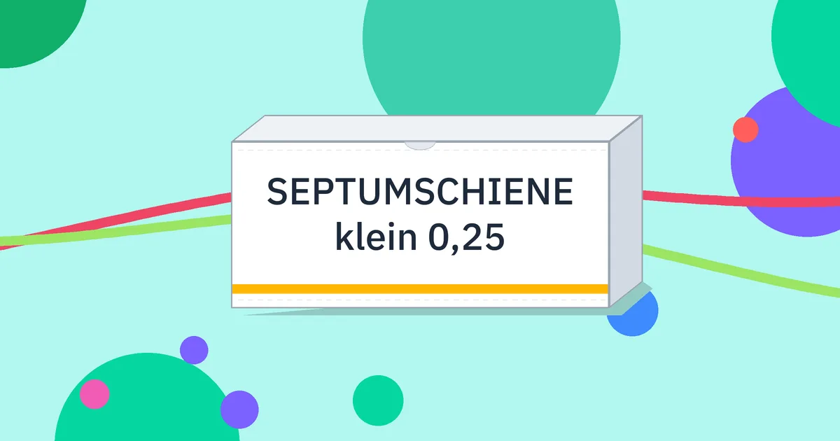 Symbolbild: Packung mit der Aufschrift SEPTUMSCHIENE klein 0,25 (PZN 09005855) – Verfügbarkeit und Bezug in Apotheken in Frankfurt am Main