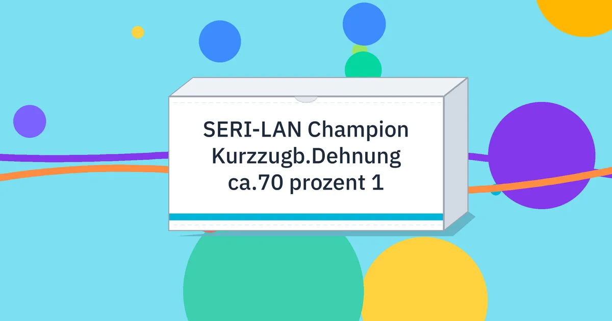 Symbolbild: Packung mit der Aufschrift SERI-LAN Champion Kurzzugb.Dehnung ca.70 prozent 1 (PZN 11886248) – Verfügbarkeit und Bezug in Apotheken in Frankfurt am Main
