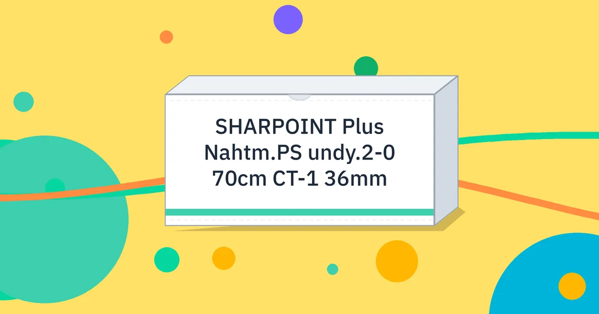 Symbolbild: Packung mit der Aufschrift SHARPOINT Plus Nahtm.PS undy.2-0 70cm CT-1 36mm (PZN 17995748) – Verfügbarkeit und Bezug in Apotheken in Frankfurt am Main