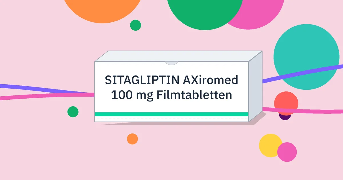 Symbolbild: Packung mit der Aufschrift SITAGLIPTIN AXiromed 100 mg Filmtabletten (PZN 18058945) – Verfügbarkeit und Bezug in Apotheken in Frankfurt am Main