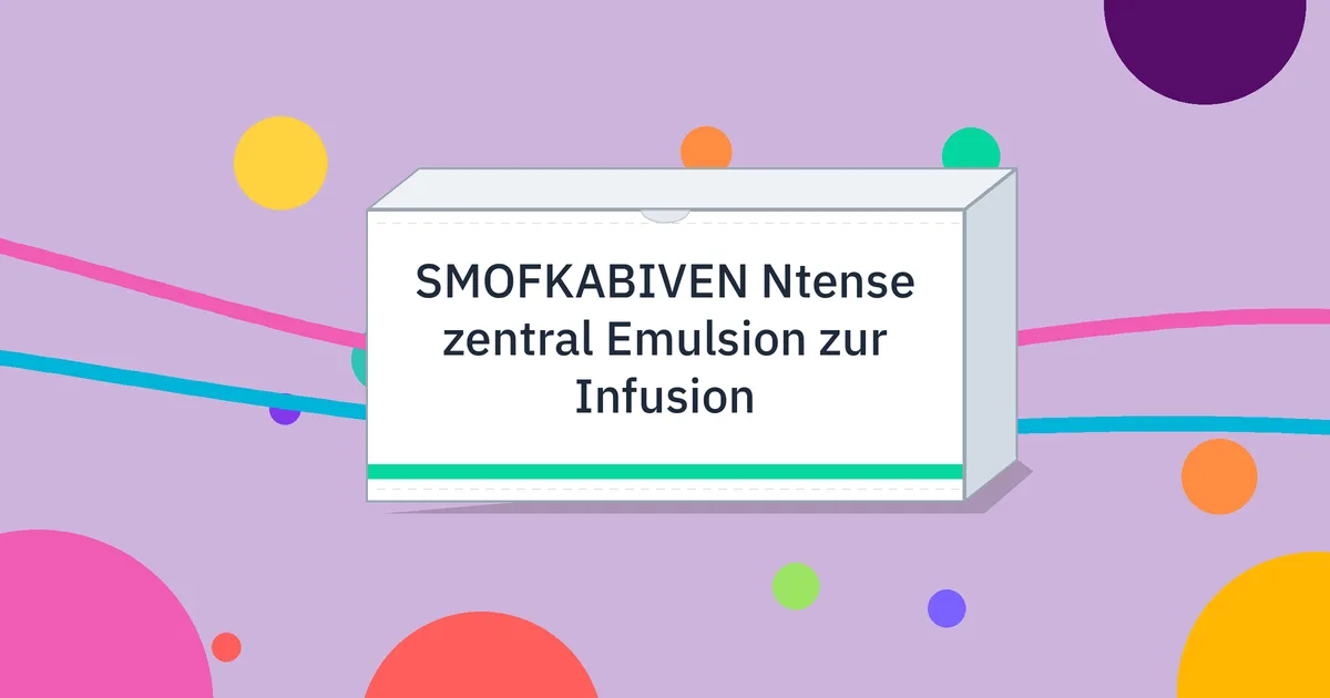 Symbolbild: Packung mit der Aufschrift SMOFKABIVEN Ntense zentral Emulsion zur Infusion (PZN 18400409) – Verfügbarkeit und Bezug in Apotheken in Frankfurt am Main