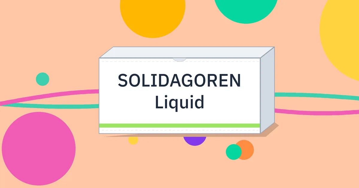 Symbolbild: Packung mit der Aufschrift SOLIDAGOREN Liquid (PZN 07593486) – Verfügbarkeit und Bezug in Apotheken in Frankfurt am Main