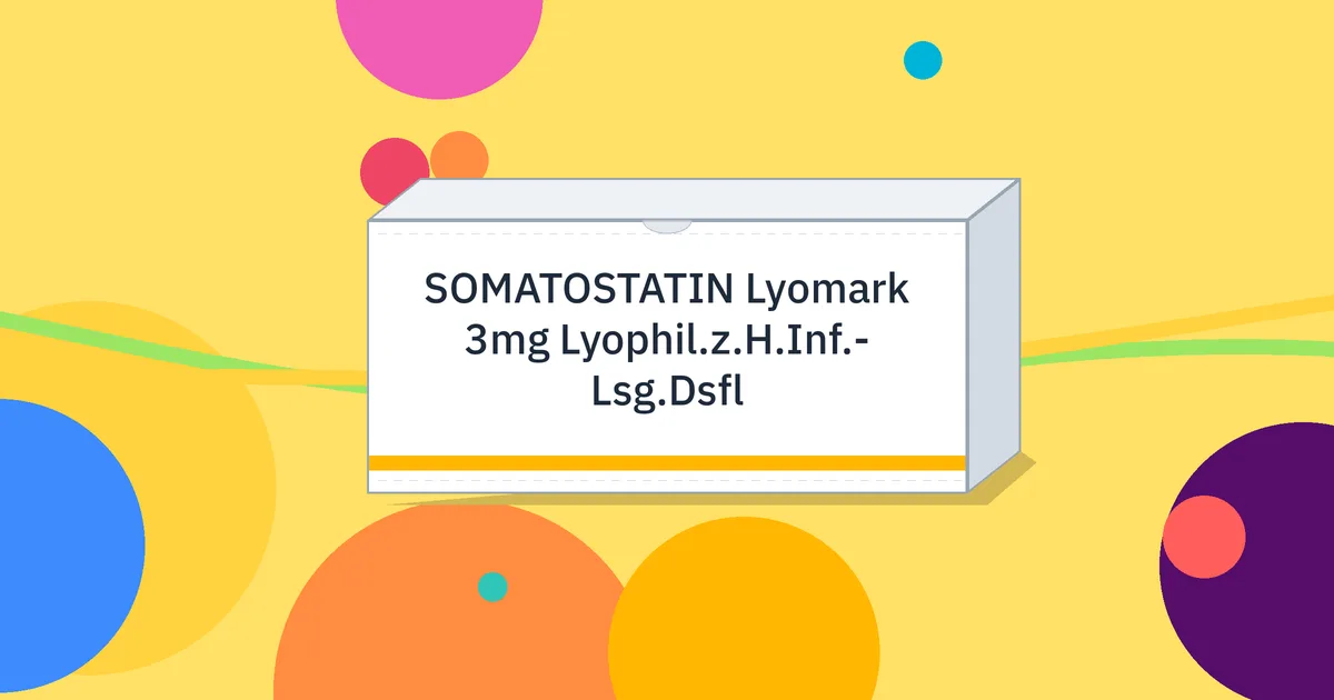 Symbolbild: Packung mit der Aufschrift SOMATOSTATIN Lyomark 3mg Lyophil.z.H.Inf.-Lsg.Dsfl (PZN 08695065) – Verfügbarkeit und Bezug in Apotheken in Frankfurt am Main