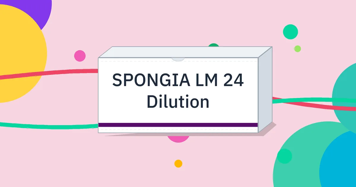 Symbolbild: Packung mit der Aufschrift SPONGIA LM 24 Dilution (PZN 13196625) – Verfügbarkeit und Bezug in Apotheken in Frankfurt am Main