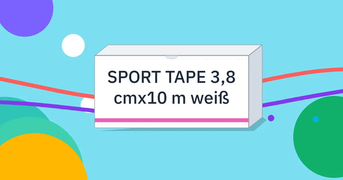 Symbolbild: Packung mit der Aufschrift SPORT TAPE 3,8 cmx10 m weiß (PZN 17184346) – Verfügbarkeit und Bezug in Apotheken in Frankfurt am Main