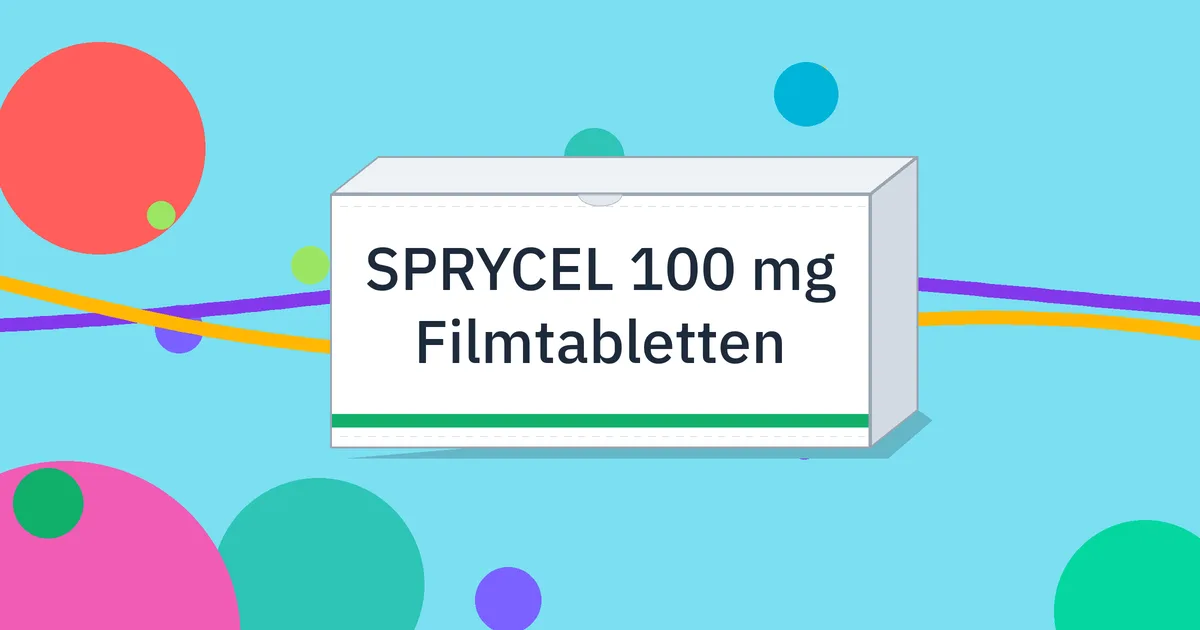 Symbolbild: Packung mit der Aufschrift SPRYCEL 100 mg Filmtabletten (PZN 10533045) – Verfügbarkeit und Bezug in Apotheken in Frankfurt am Main