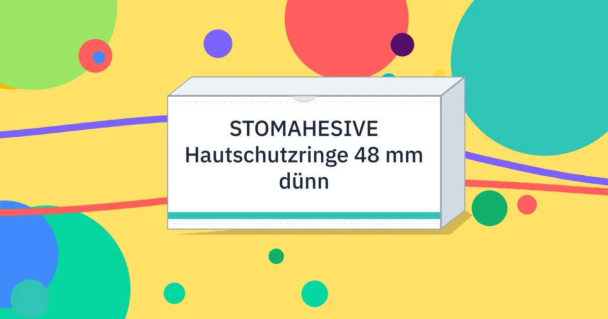 Symbolbild: Packung mit der Aufschrift STOMAHESIVE Hautschutzringe 48 mm dünn (PZN 10006417) – Verfügbarkeit und Bezug in Apotheken in Frankfurt am Main