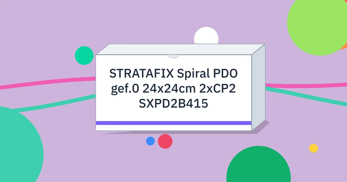 Symbolbild: Packung mit der Aufschrift STRATAFIX Spiral PDO gef.0 24x24cm 2xCP2 SXPD2B415 (PZN 20911293) – Verfügbarkeit und Bezug in Apotheken in Frankfurt am Main