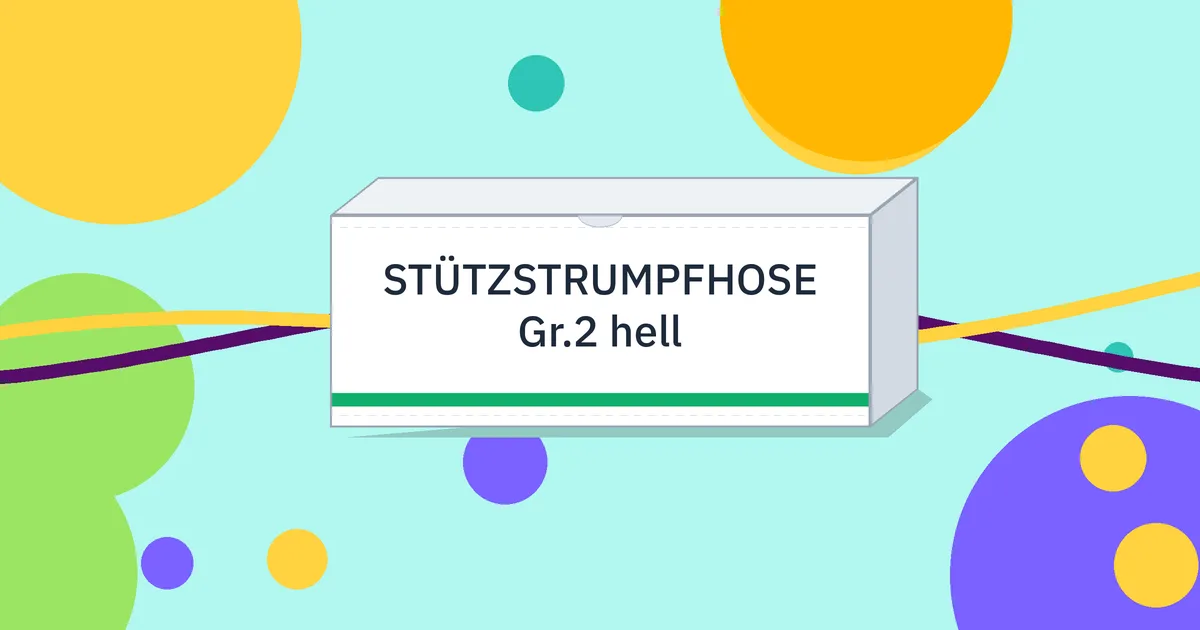 Symbolbild: Packung mit der Aufschrift STÜTZSTRUMPFHOSE Gr.2 hell (PZN 01978920) – Verfügbarkeit und Bezug in Apotheken in Frankfurt am Main