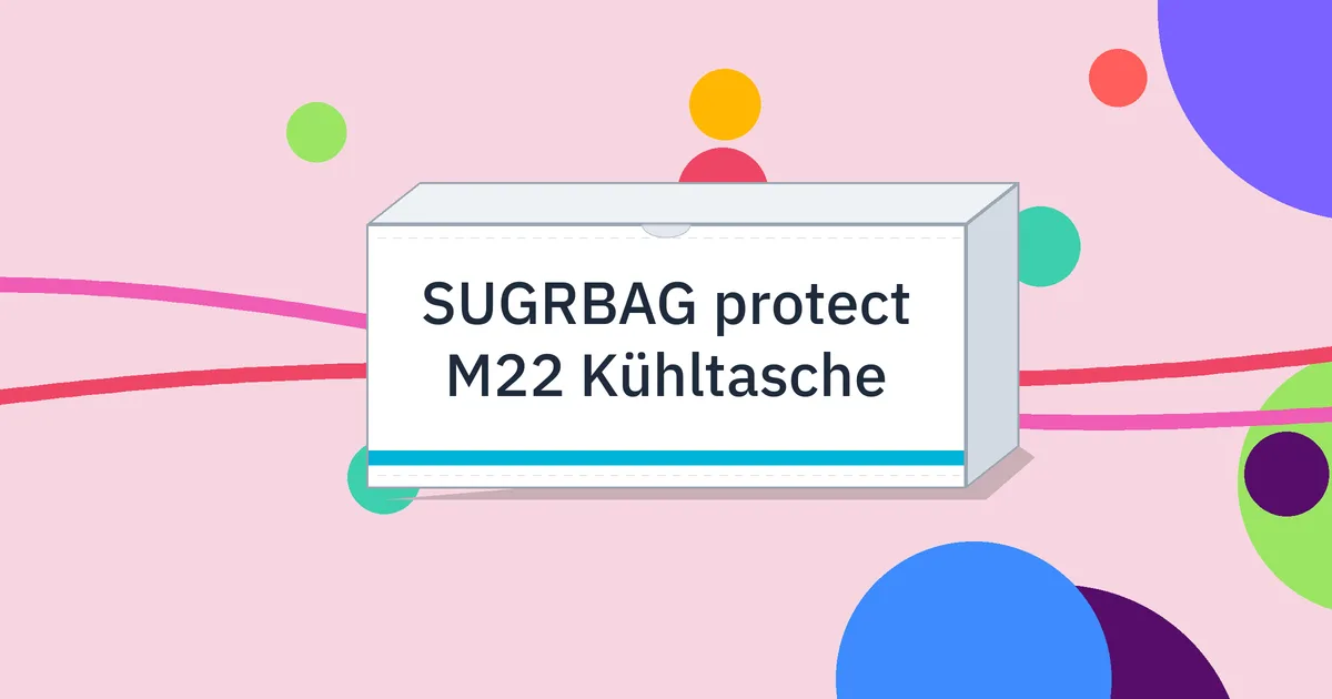 Symbolbild: Packung mit der Aufschrift SUGRBAG protect M22 Kühltasche (PZN 19075733) – Verfügbarkeit und Bezug in Apotheken in Frankfurt am Main